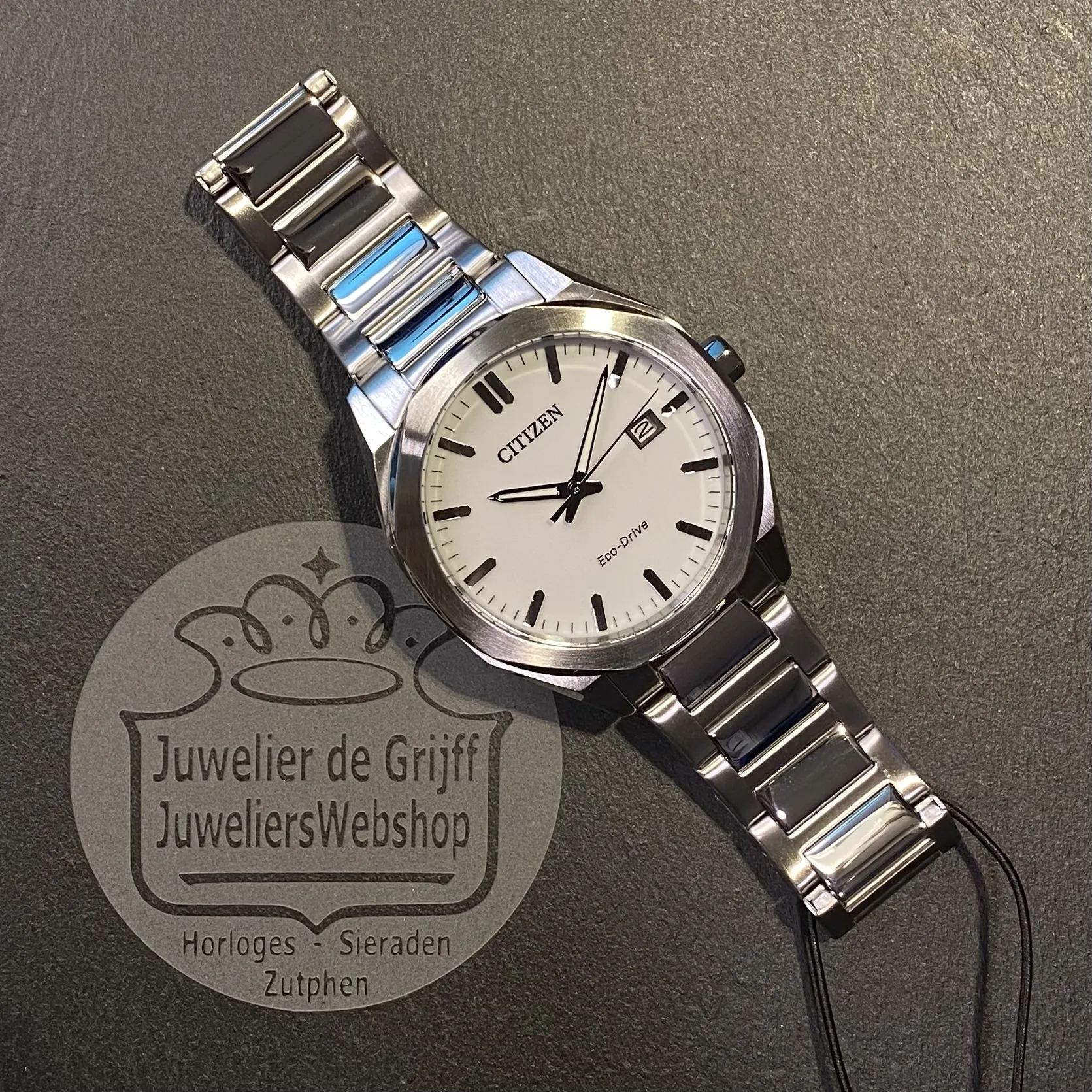 Citizen horloge BM7620-83A heren eco drive met witte wijzerplaat