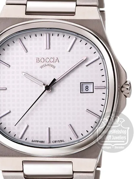 Boccia horloge heren titanium 3657-01 met witte wijzerplaat