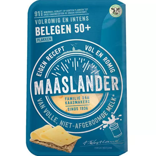 Maaslander 50+ Belegen Kaas Plakken (150 gr.)