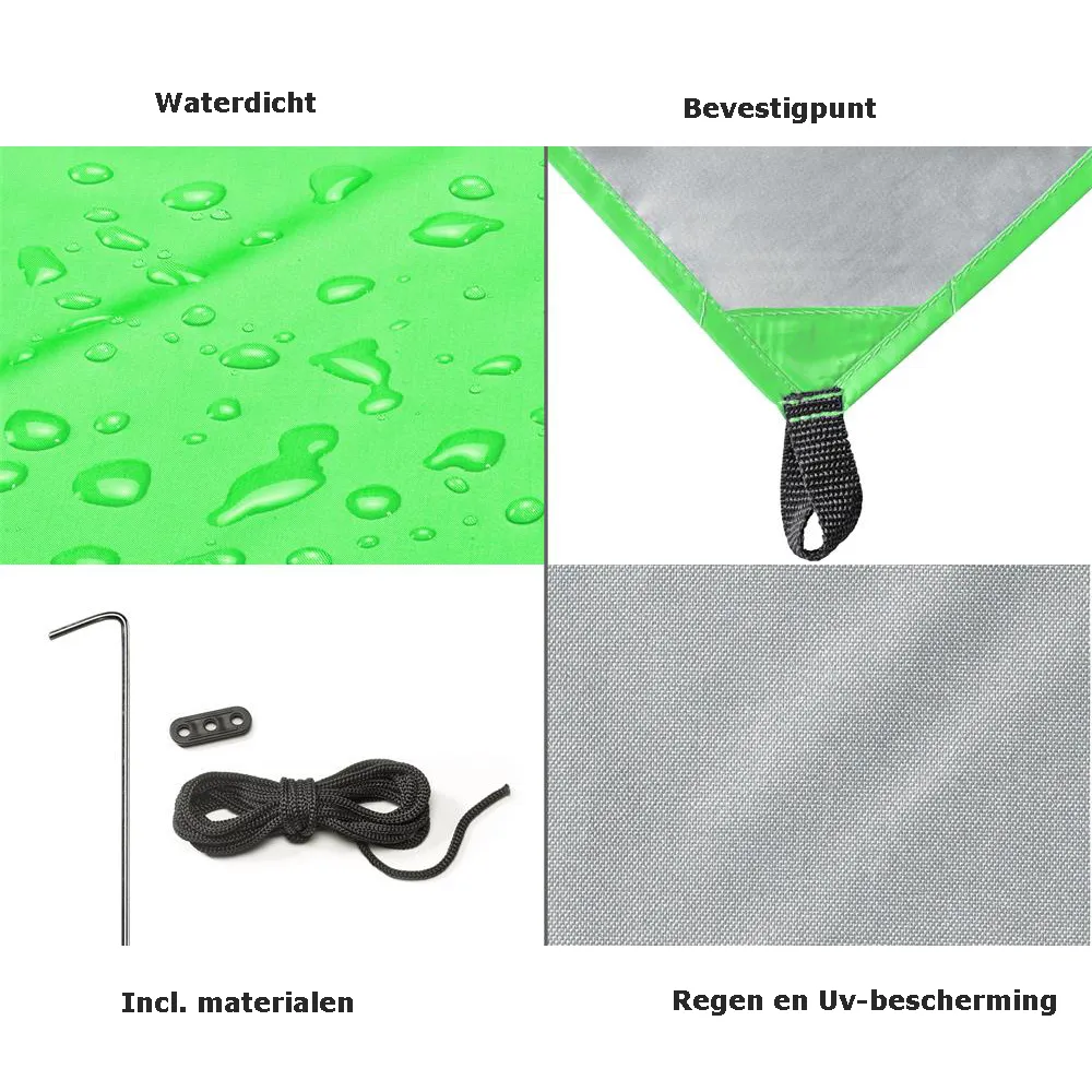 Tarp vierkant 2x2m groen| Schaduwdoekkeuze.nl