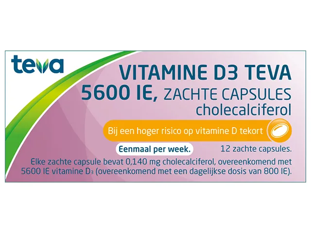 Teva Vitamine D3 Capsule 5600IE 12 stuks bestellen bij BENU Shop