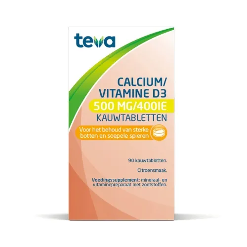 Teva Calcium/Vitamine D3 500mg/400IE Kauwtabletten 90 stuks bestellen ...