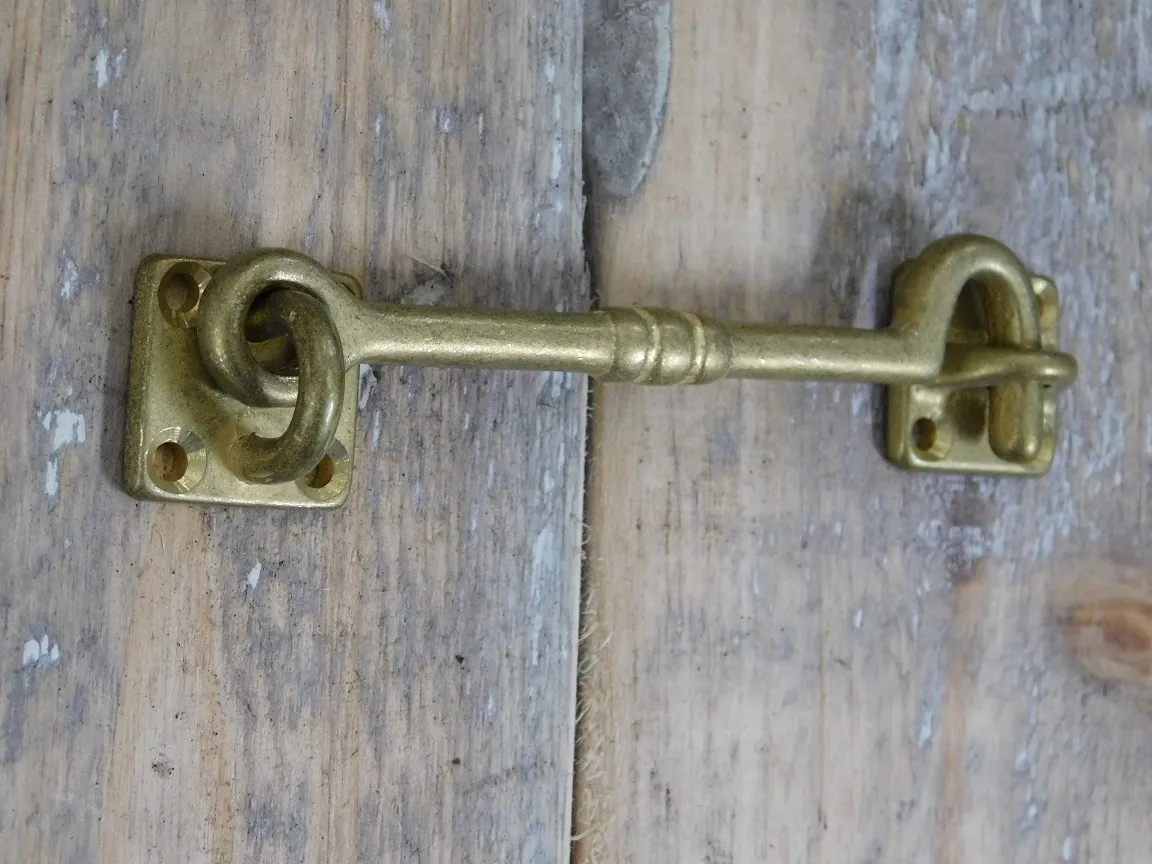 Cabine haak - haak als windhaak sluiting , messing, 12 cm