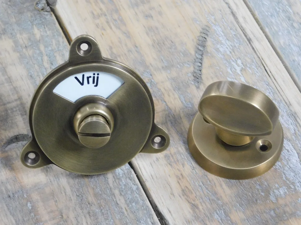 WC draaislot, Capper toilet met emaille + messing, bezet + vrij ...