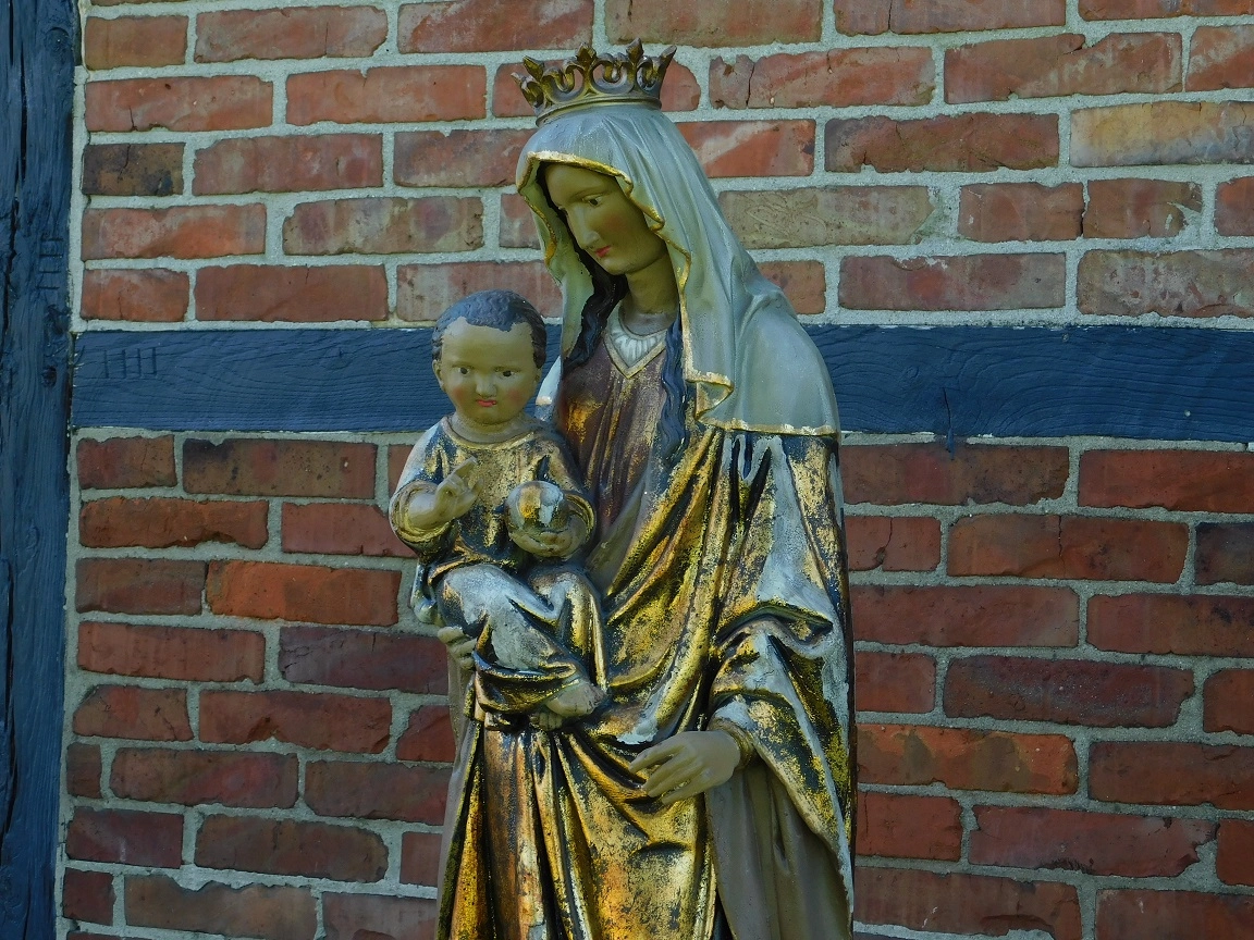 Maria mit Jesus - Polystone-Statue - 130 cm - Antik-Look