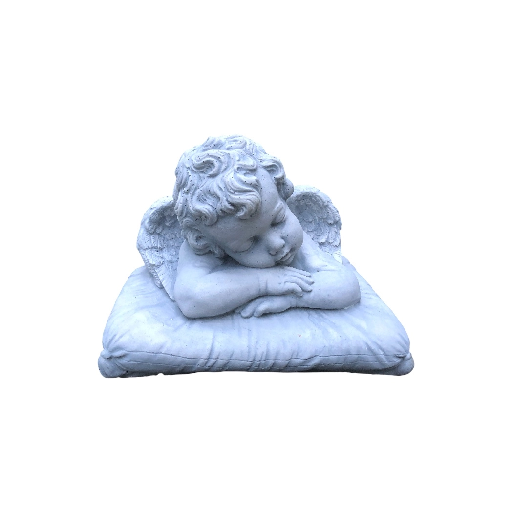 Liegender Engel auf Kissen - Steinstatue - 25 cm - klassisch