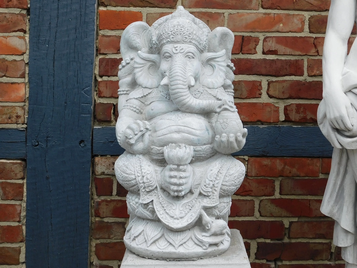 Ganesha - stenen beeld - 68 cm - klassiek wit - hindoeïsme
