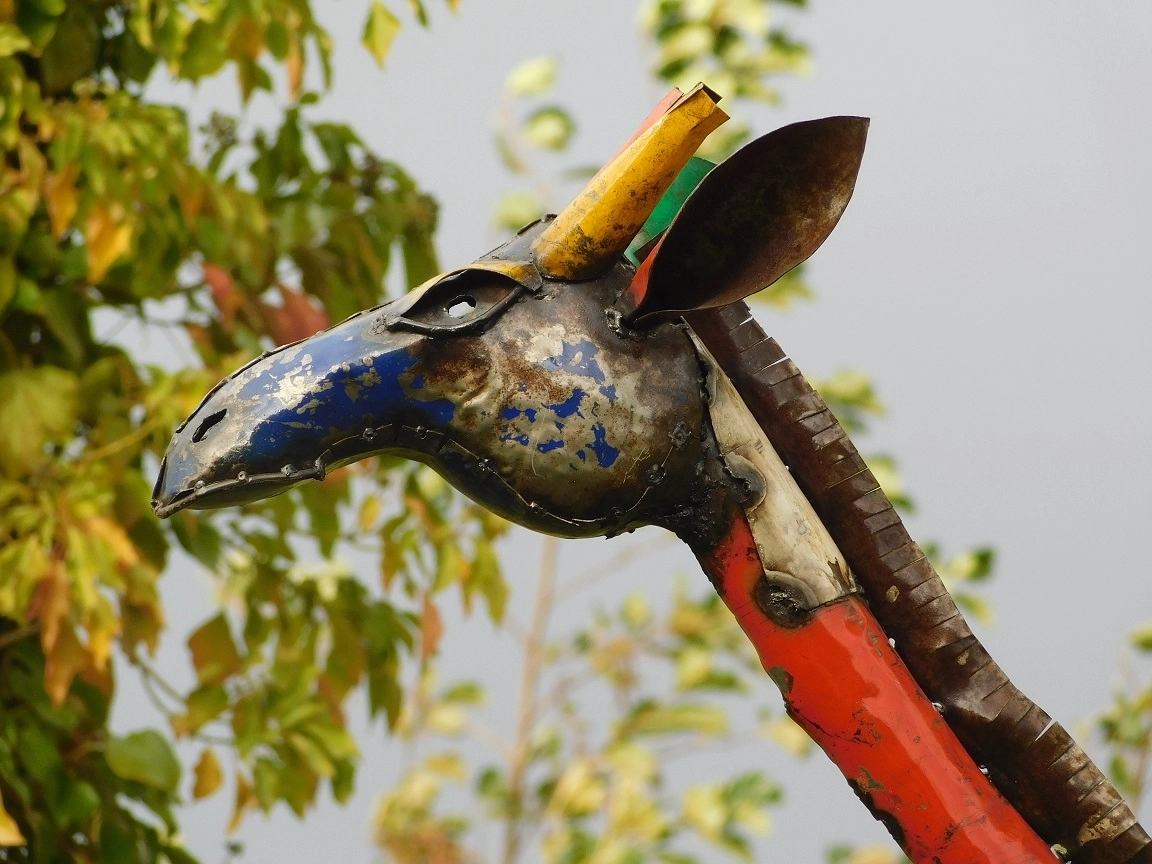 Giraffe 'Zhenga' - handgemaakt uit Afrika - 200 cm - kleur