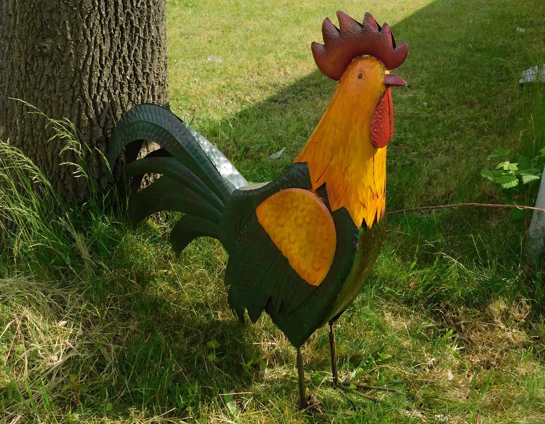 Hahn - Metallstatue - 100 cm - handgefertigt - in Farbe