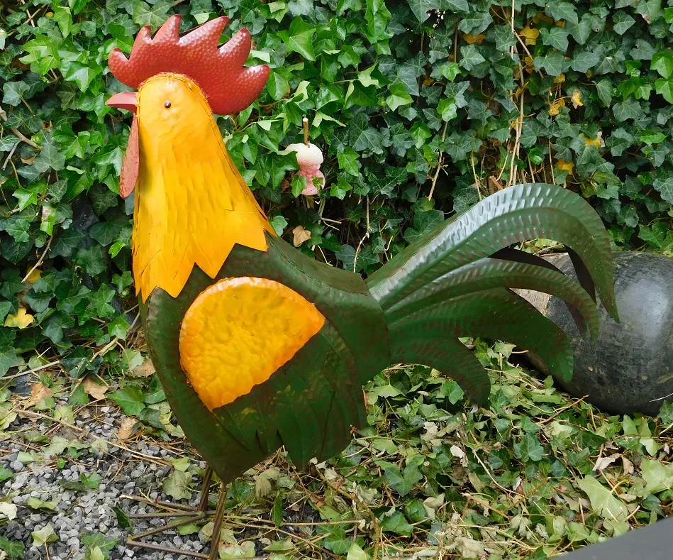 Hahn - Metallstatue - 100 cm - handgefertigt - in Farbe