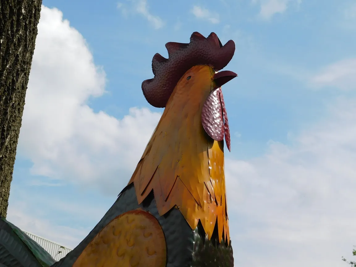 Hahn - Metallstatue - 100 cm - handgefertigt - in Farbe