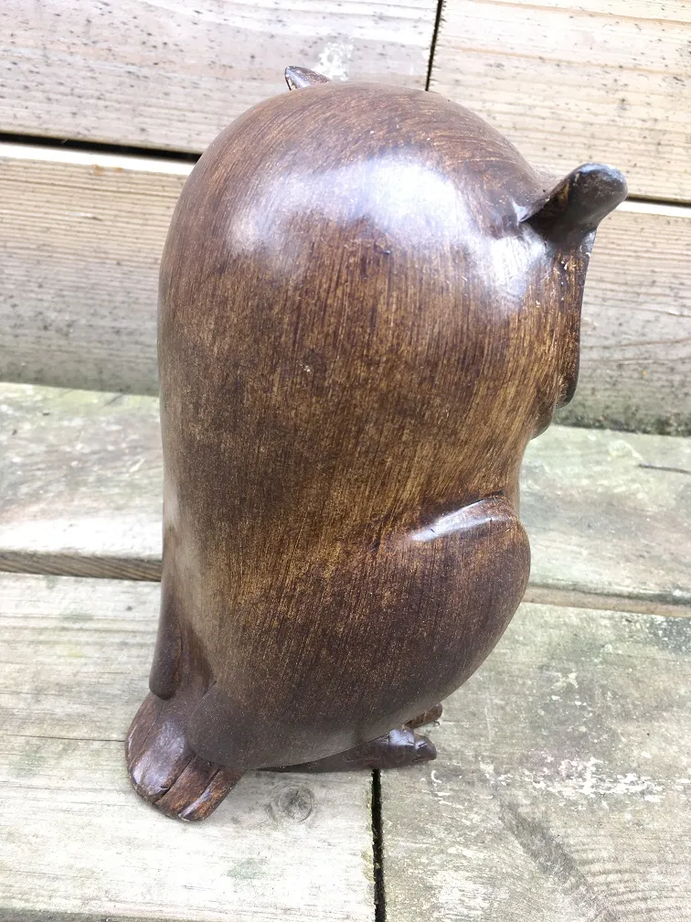 Een kleine uil gemaakt van hars, hout uiterlijk, leuk beeldje ...