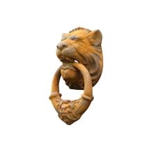 Deurklopper Schlangua voor deur, gietijzer in antiek messing-look