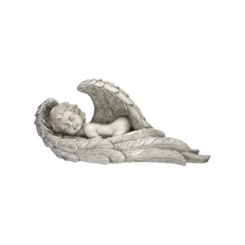 Engel liegend in seinen Flügeln - Polystone Statue - 40 cm