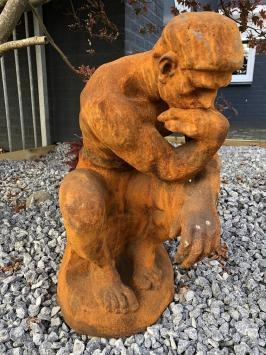 Denkende man - gietijzeren beeld - 72 cm - rustiek