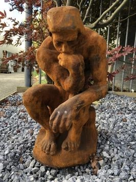 Denkende man - gietijzeren beeld - 72 cm - rustiek