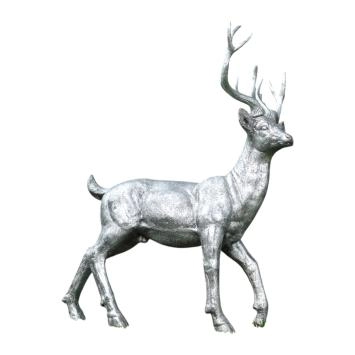 Hert - polystone - 112 cm - zilverkleurig - gedetailleerd