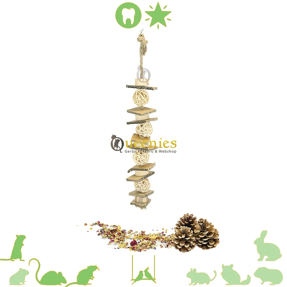 Klimtouw van Rotan en Karton 45 cm - Klimspeelgoed voor Parkieten