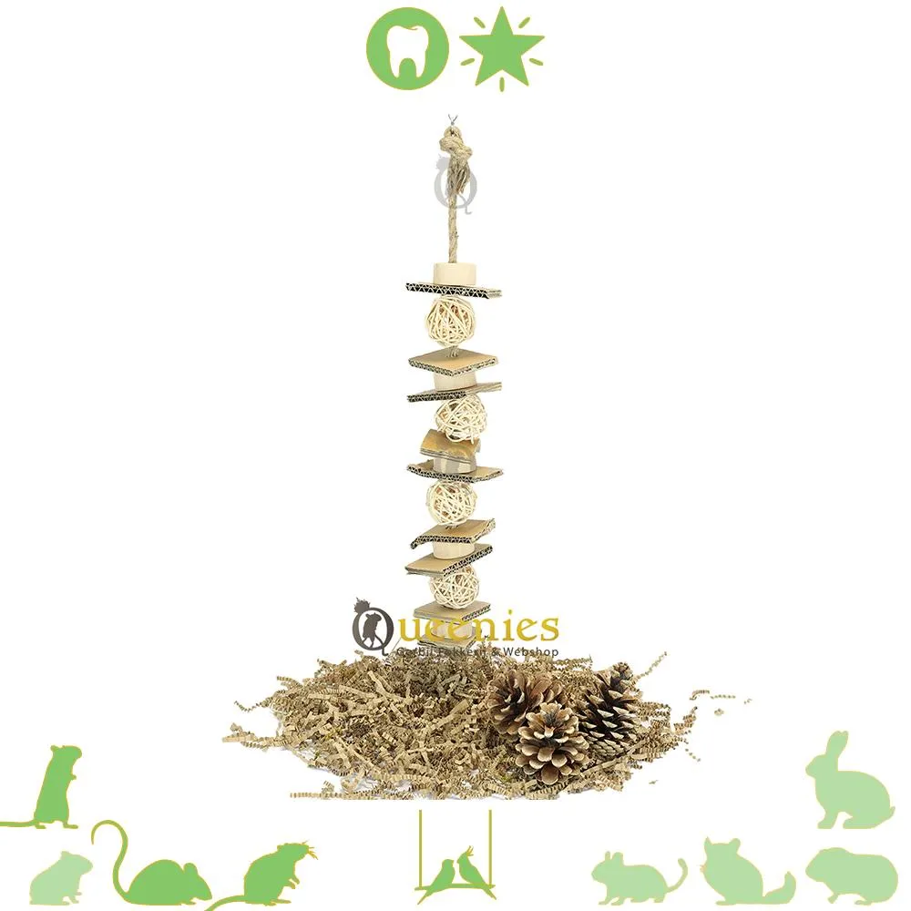 Klimtouw van Rotan en Karton 45 cm - Klimspeelgoed voor Parkieten