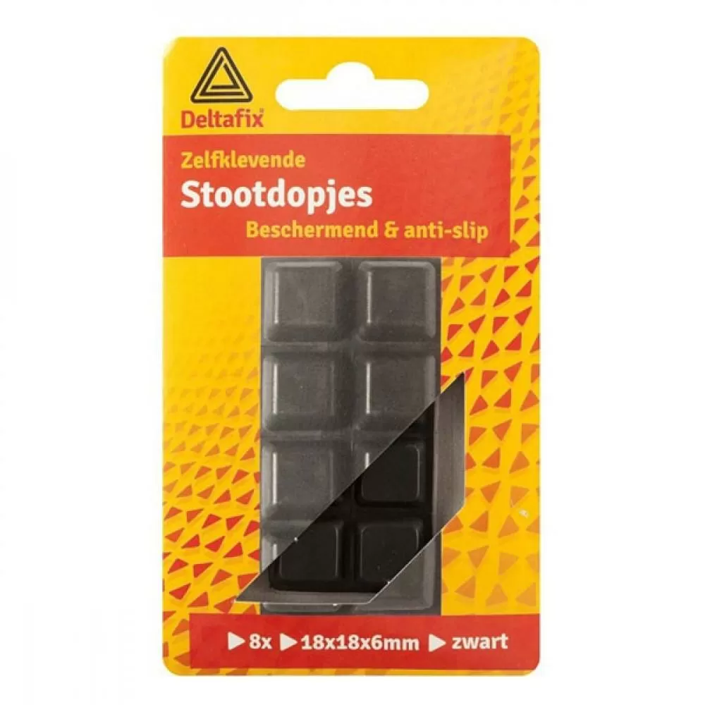 Deltafix Stootdopjes 18x18mm Zwart set 8st - De Kampeerdiscounter