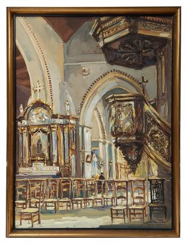 Goauche, waterverfschilderij van de kunstschilder Jules Boudry