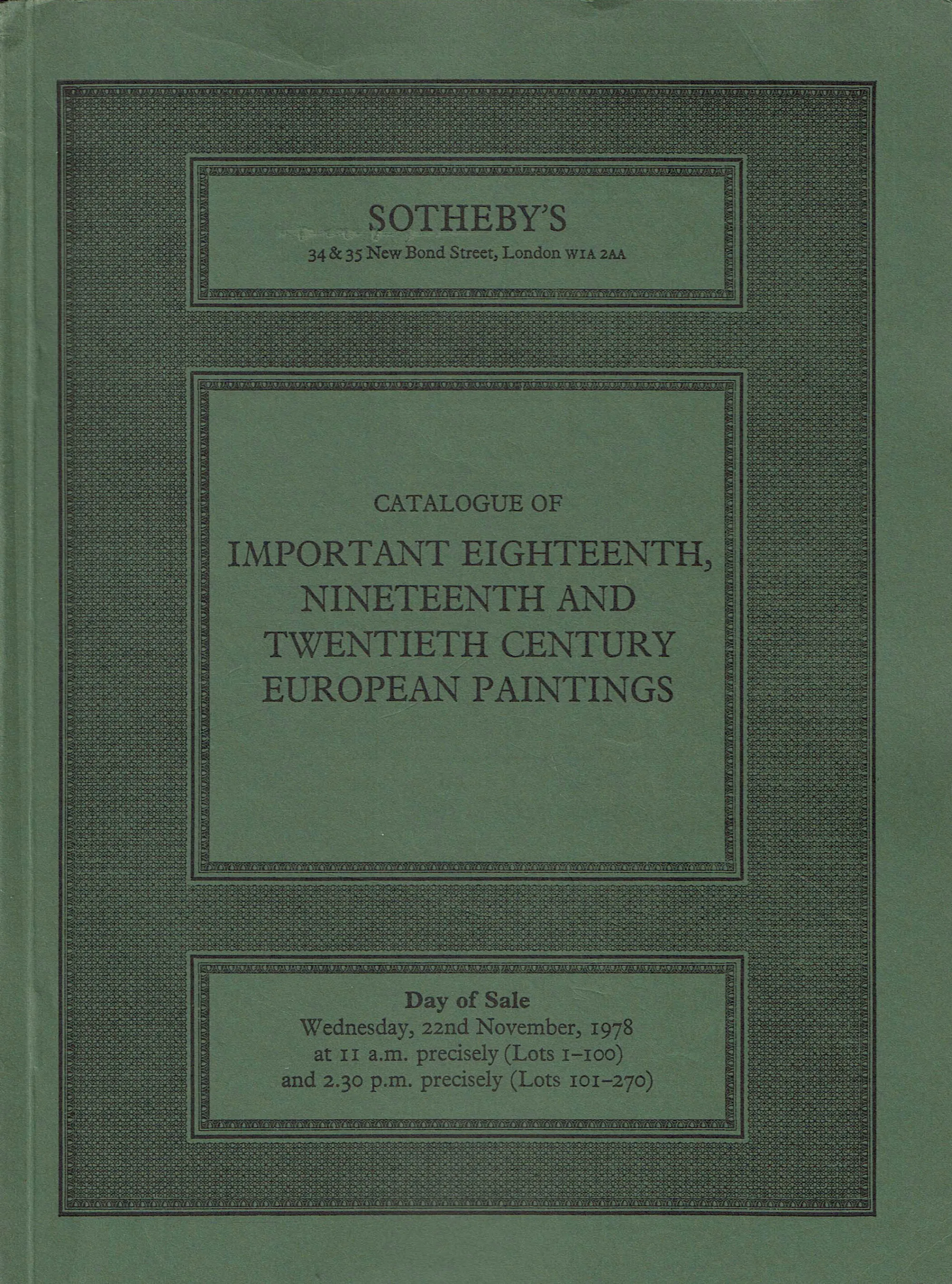 Important 18th, 19th and 20th Century European Paintings