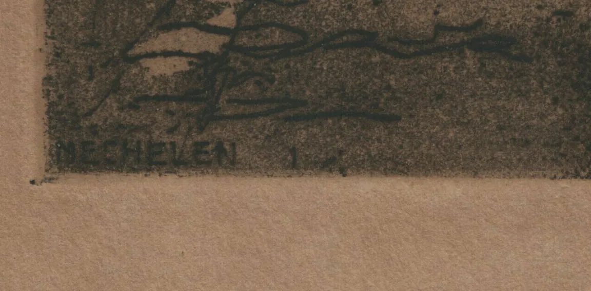 Dry needle etching by the Belgian artist Albert Geudens