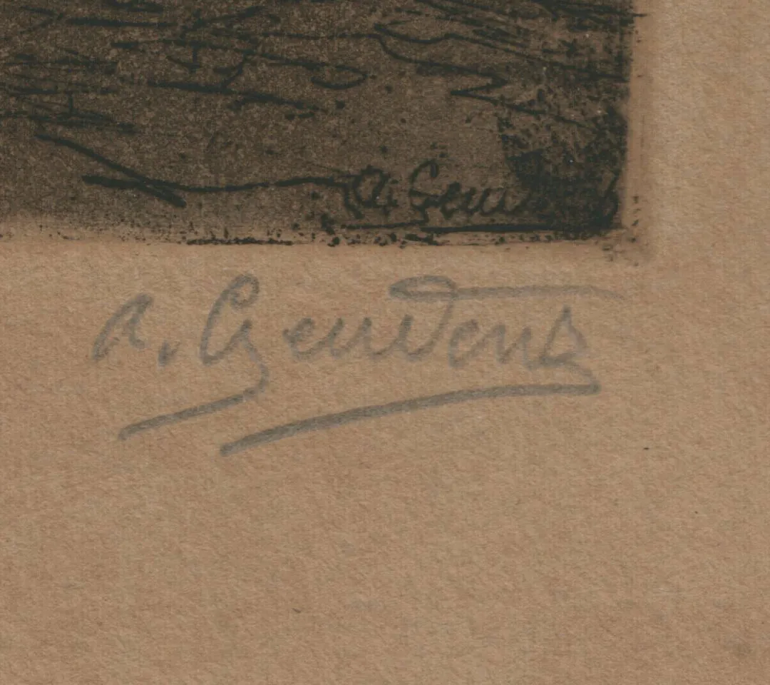 Dry needle etching by the Belgian artist Albert Geudens