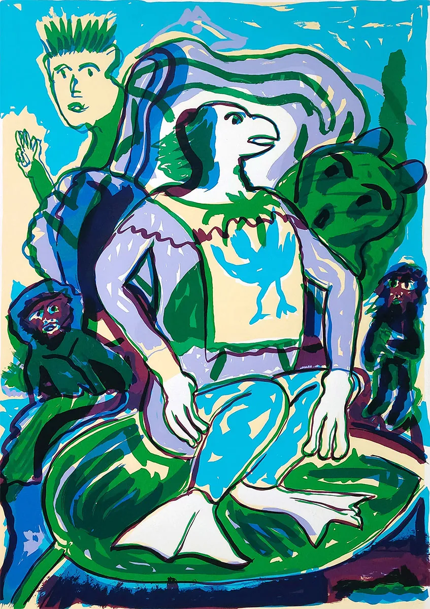 Lithograph by the Austrian artist Alfred Klinkan