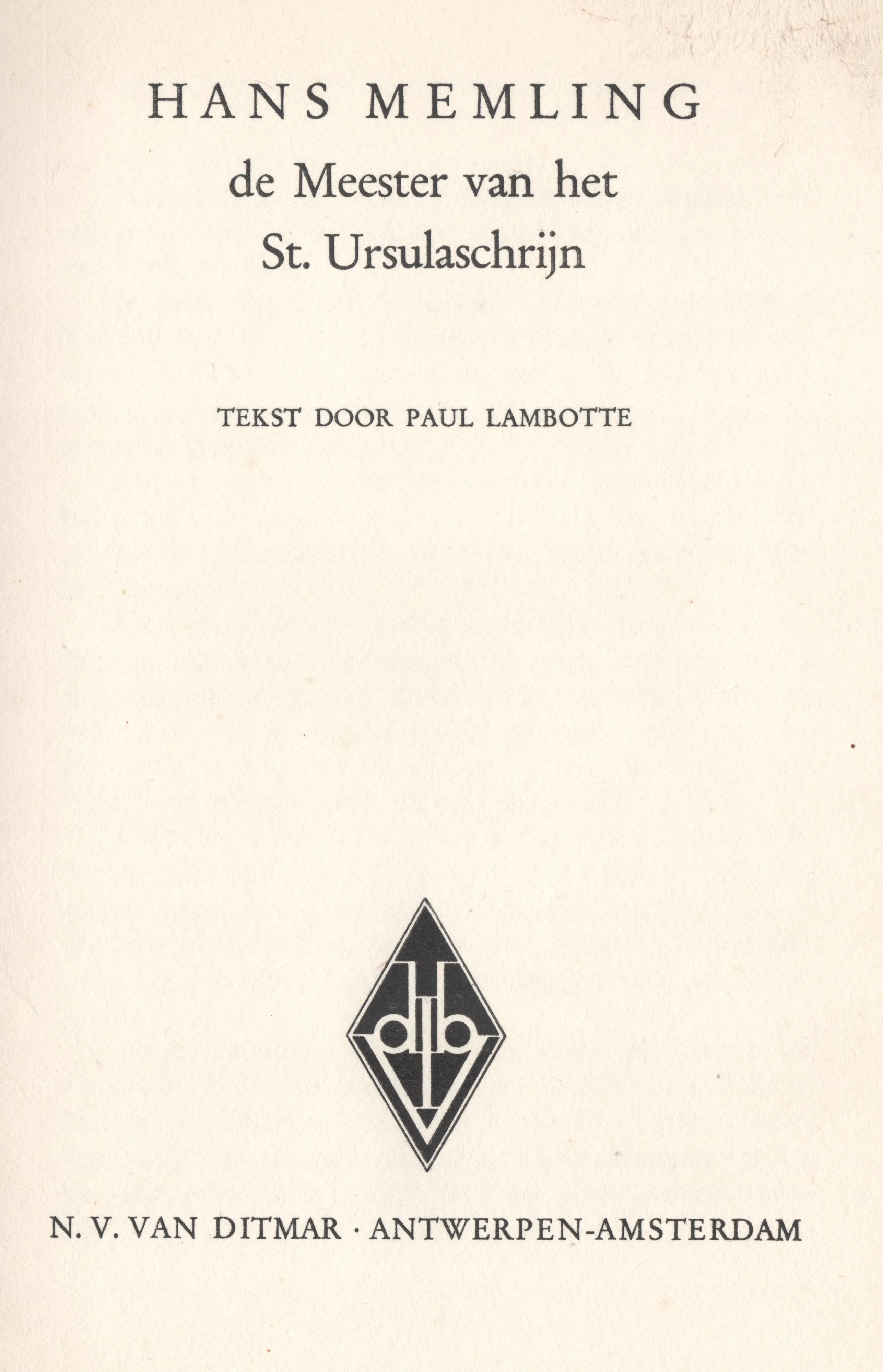 Hans Memling de Meester van het St. Ursulaschrijn 1939