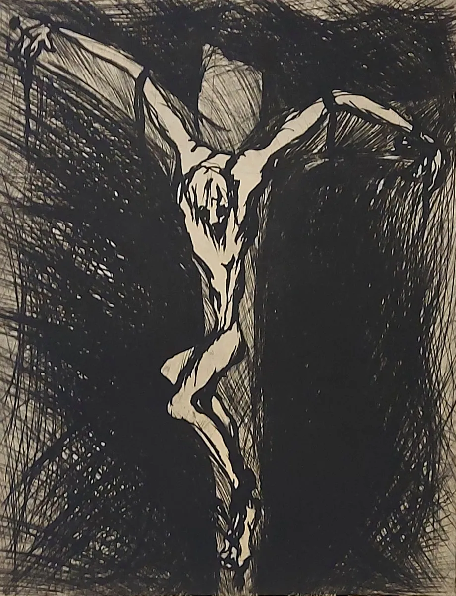 Kristus aan het kruis door de Waalse kunstenaar Ben Genaux