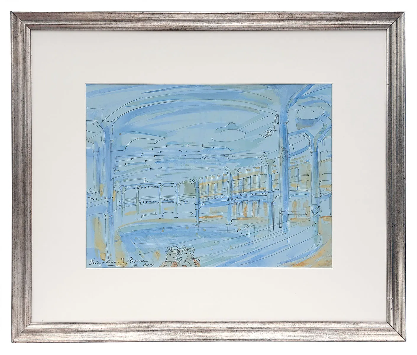 Schilderij, aquarel van de Gentse kunstenaar Erik Boone