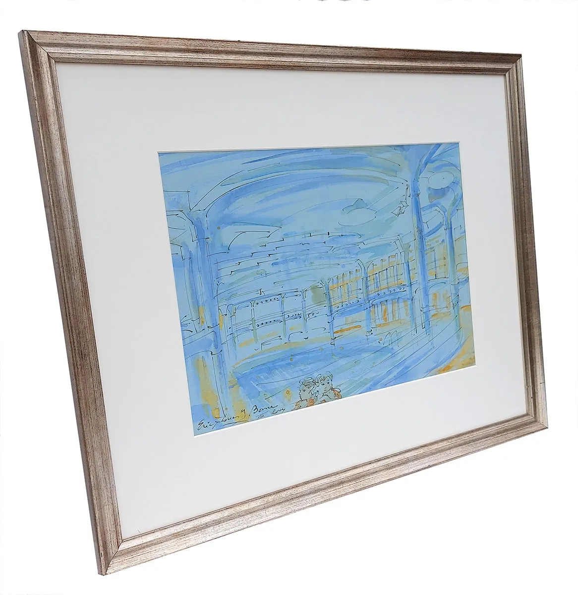 Schilderij, aquarel van de Gentse kunstenaar Erik Boone