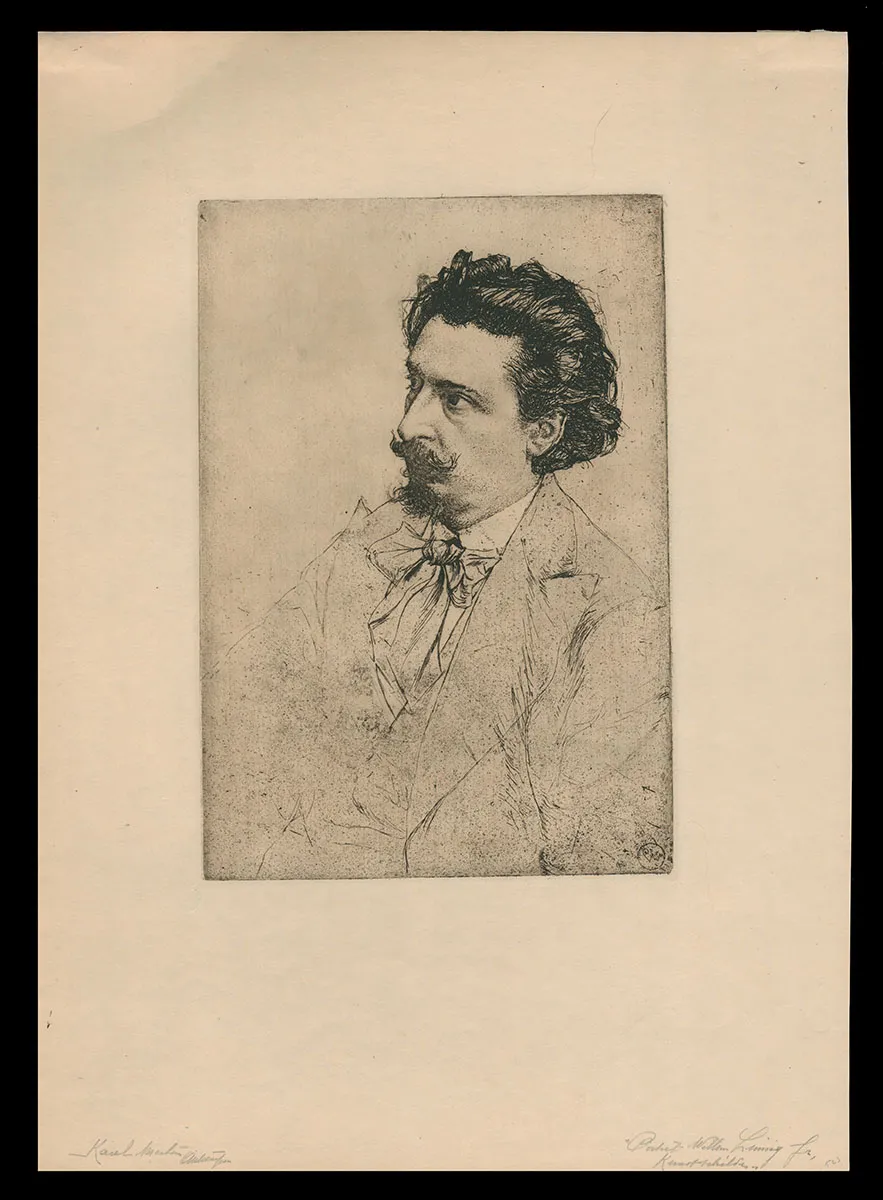 Ets van de Belgische etser schilder Charles Mertens