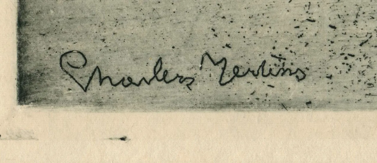 Ets van de Belgische etser schilder Charles Mertens