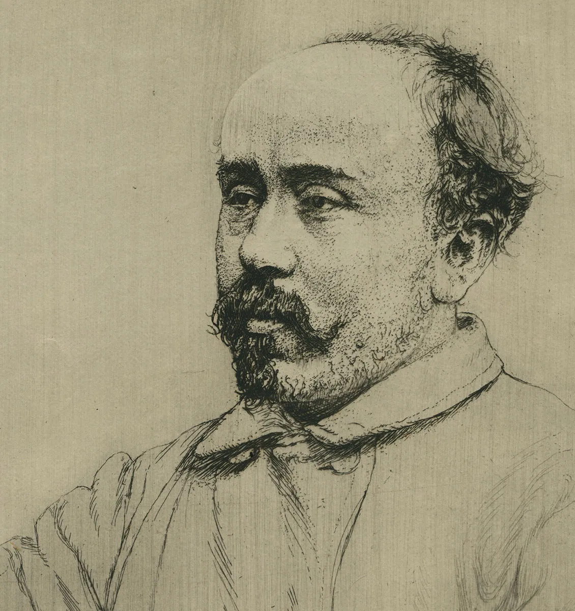 Etching by the Belgian etcher painter Charles Mertens