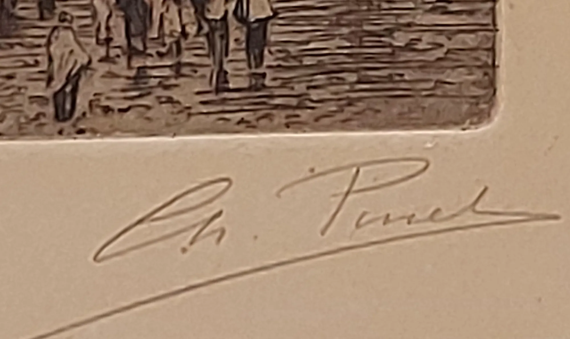 Etching by the French artist Charles Pinet Rouen Cathedral