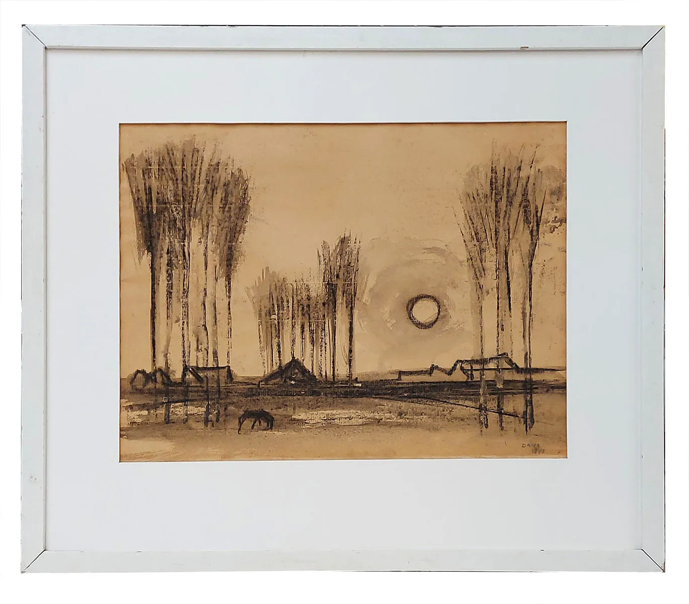 Houtskooltekening van de Belgische kunstenaar Dries Van Den Broeck