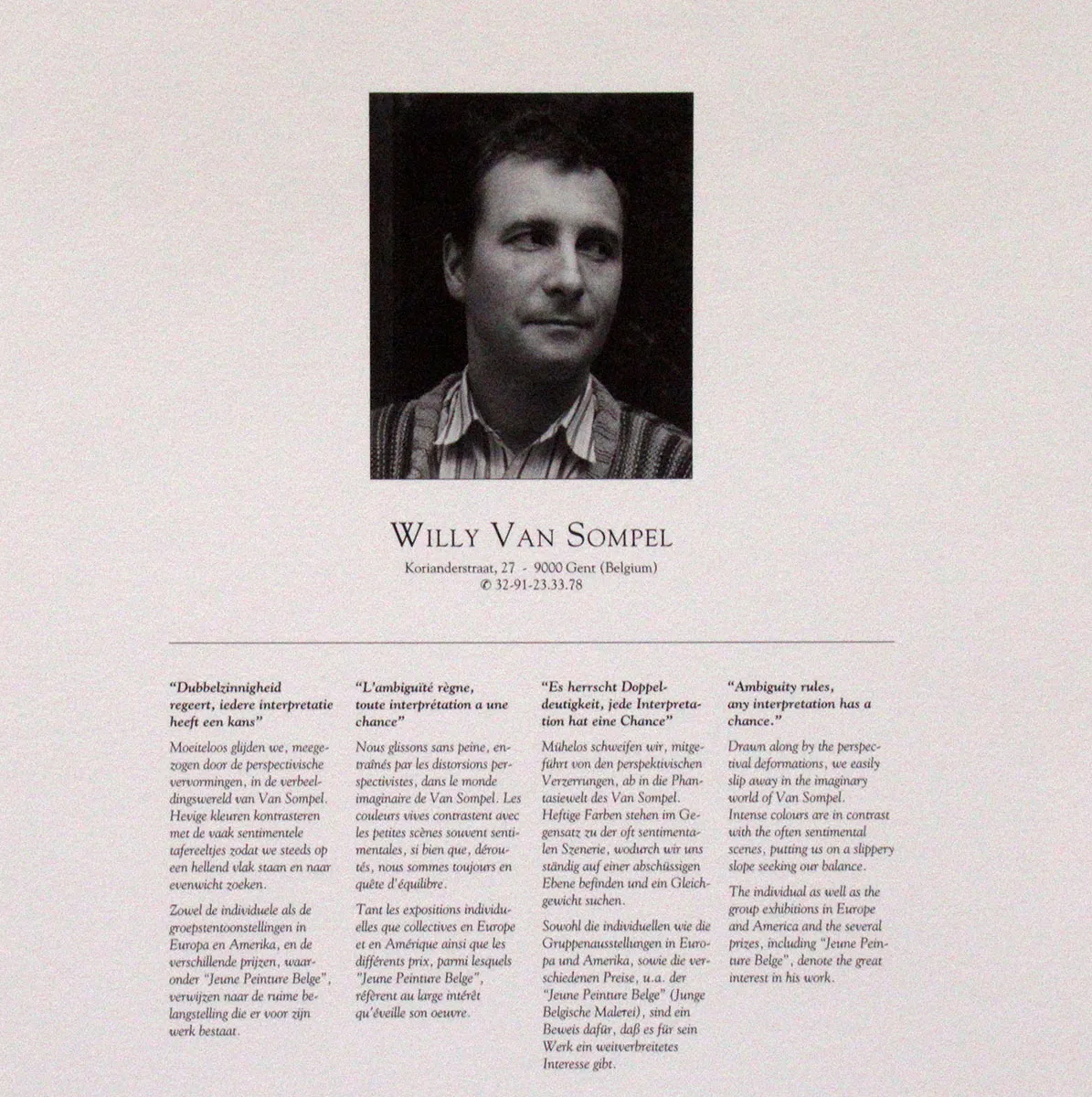 Buy lithograph by the Belgian lithographer and artist Willy Van Sompel