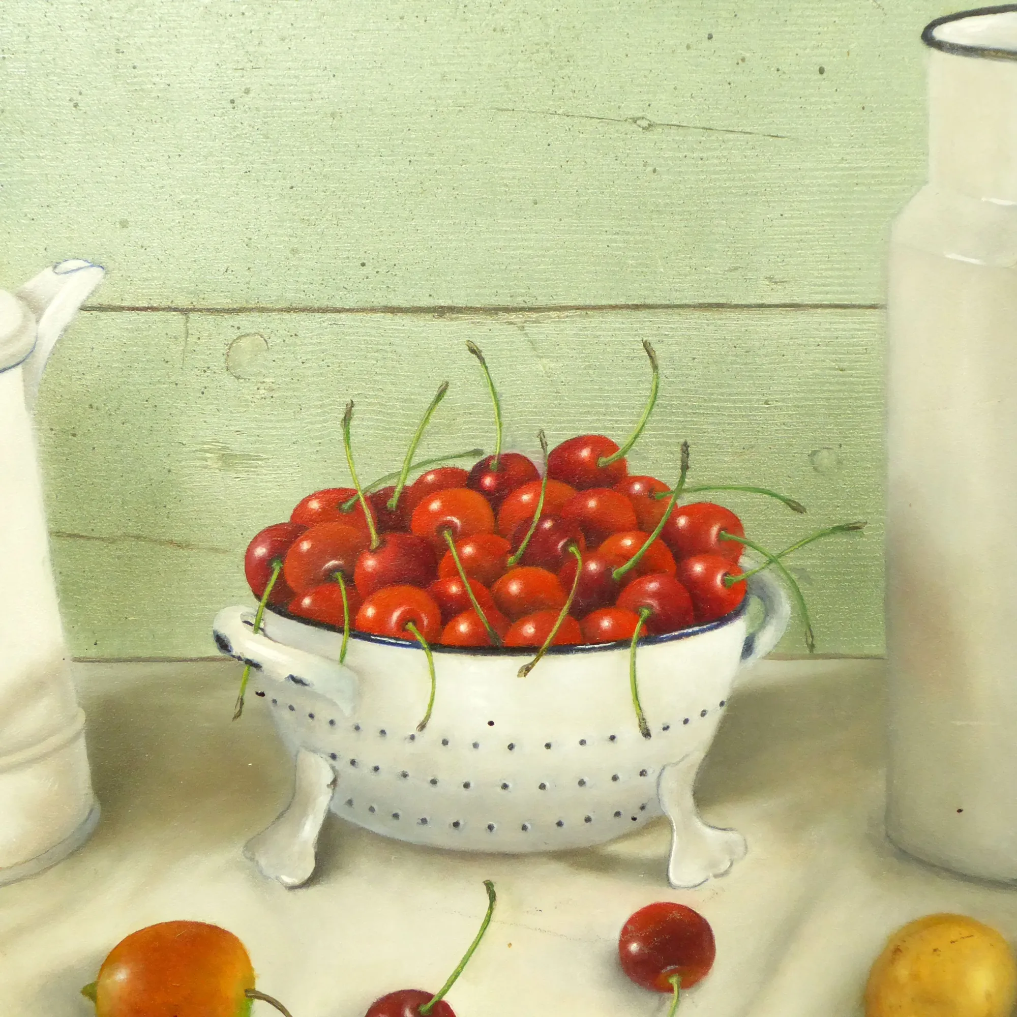 Schilderij van Emile Stilleven met emaille Schilderij van Emile Geudens ...