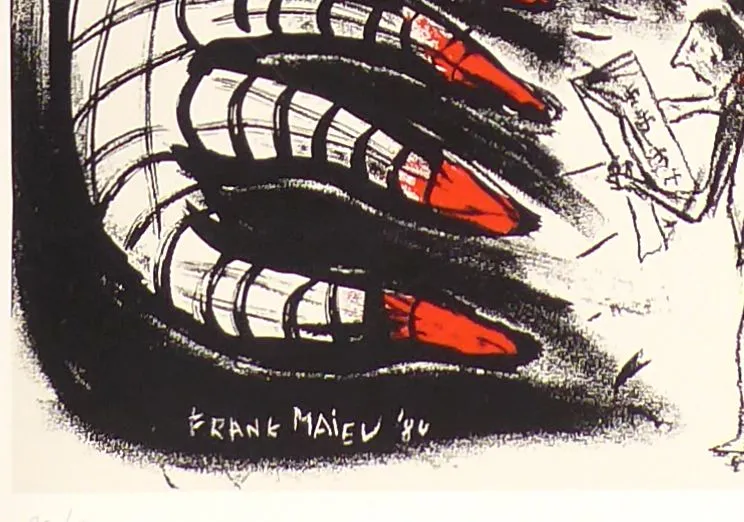 Belgische kunstenaar Frank Maieu een litho uit 1984
