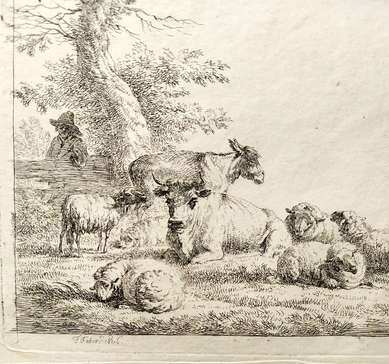 Gravure XIXe siècle de l'artiste belge Frédéric Théodore Faber
