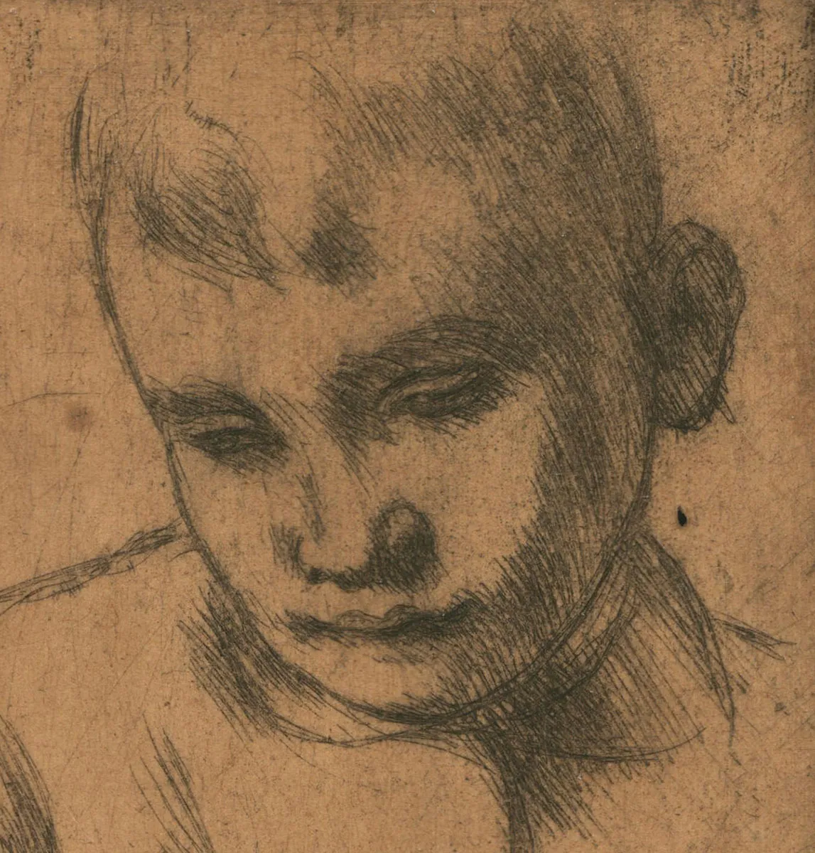 portret jongetje, een ets van de Belgische etser Albert Van Dyck kopen