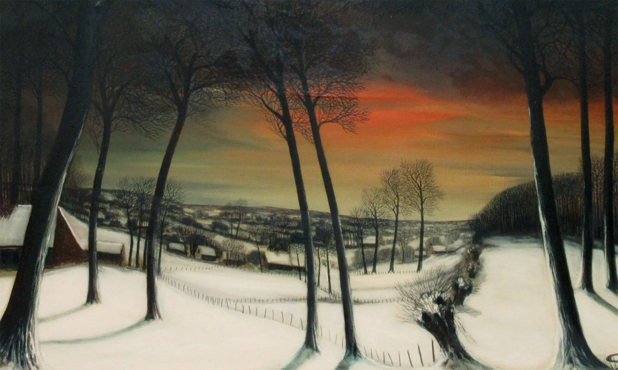 Een winterlandschap van de Belgische schilder Germaan Bos kopen