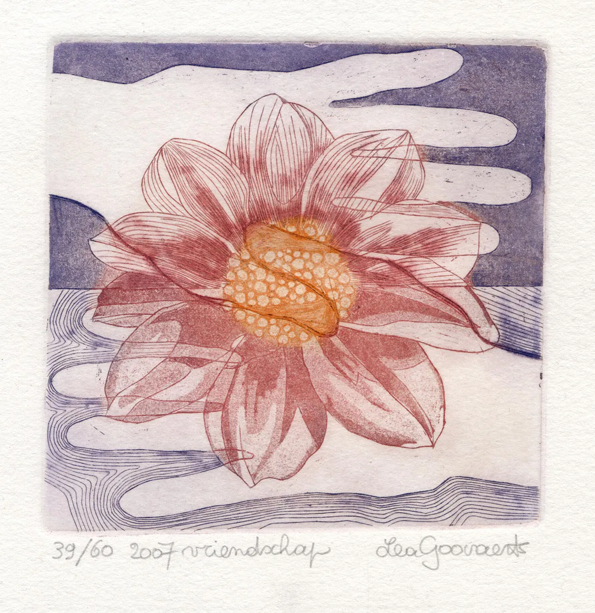 Etching etched in 2007 by the Belgian graphic artist Lea Goovaerts