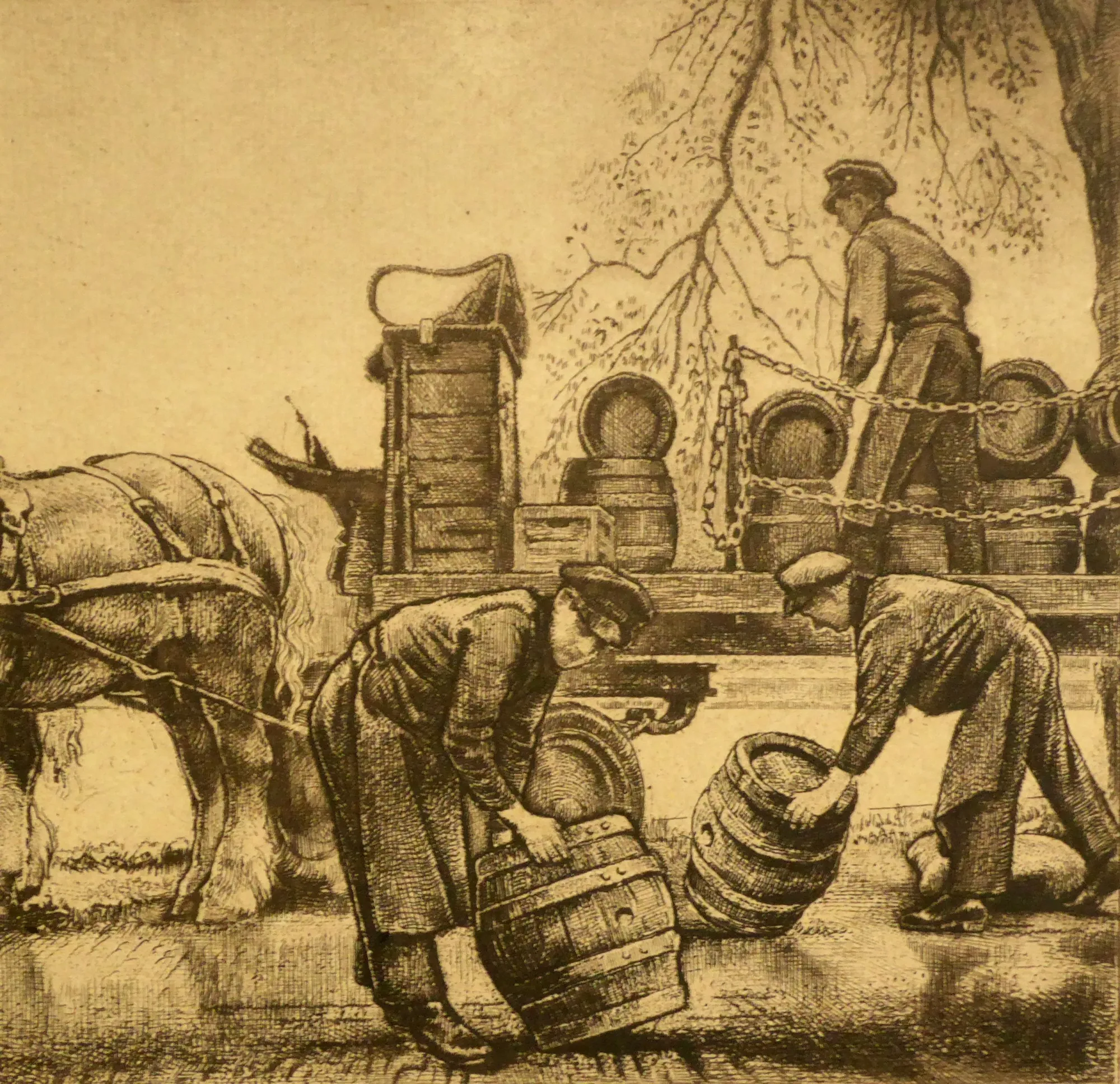 Bierwagen langs de Amstel in Amsterdam - Belgische kunstgalerij Belgische kunstenaars Kunst kopen