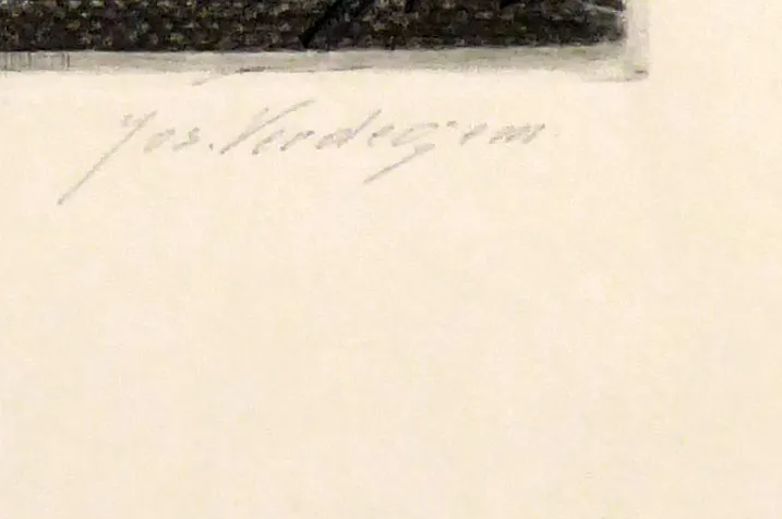 Een ets van de Belgische kunstenaar Joseph Verdegem