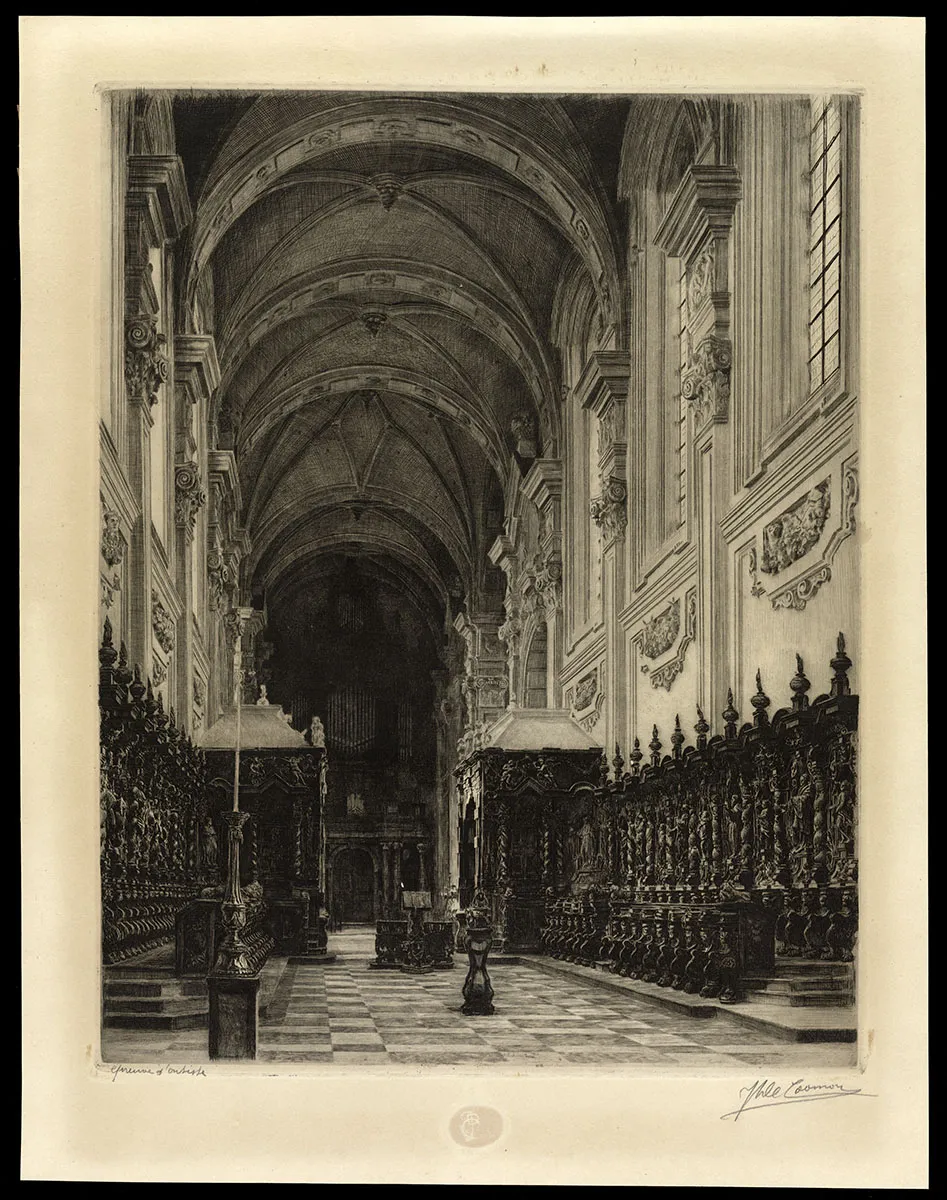 Etsen van de Belgische etser Jan de Cooman kopen, abdij Averbode