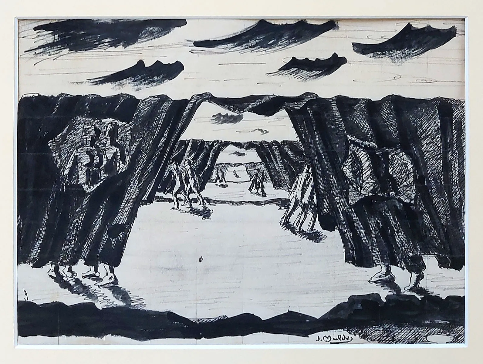 Dessin à la plume de l'artiste gantois Jan Mulder