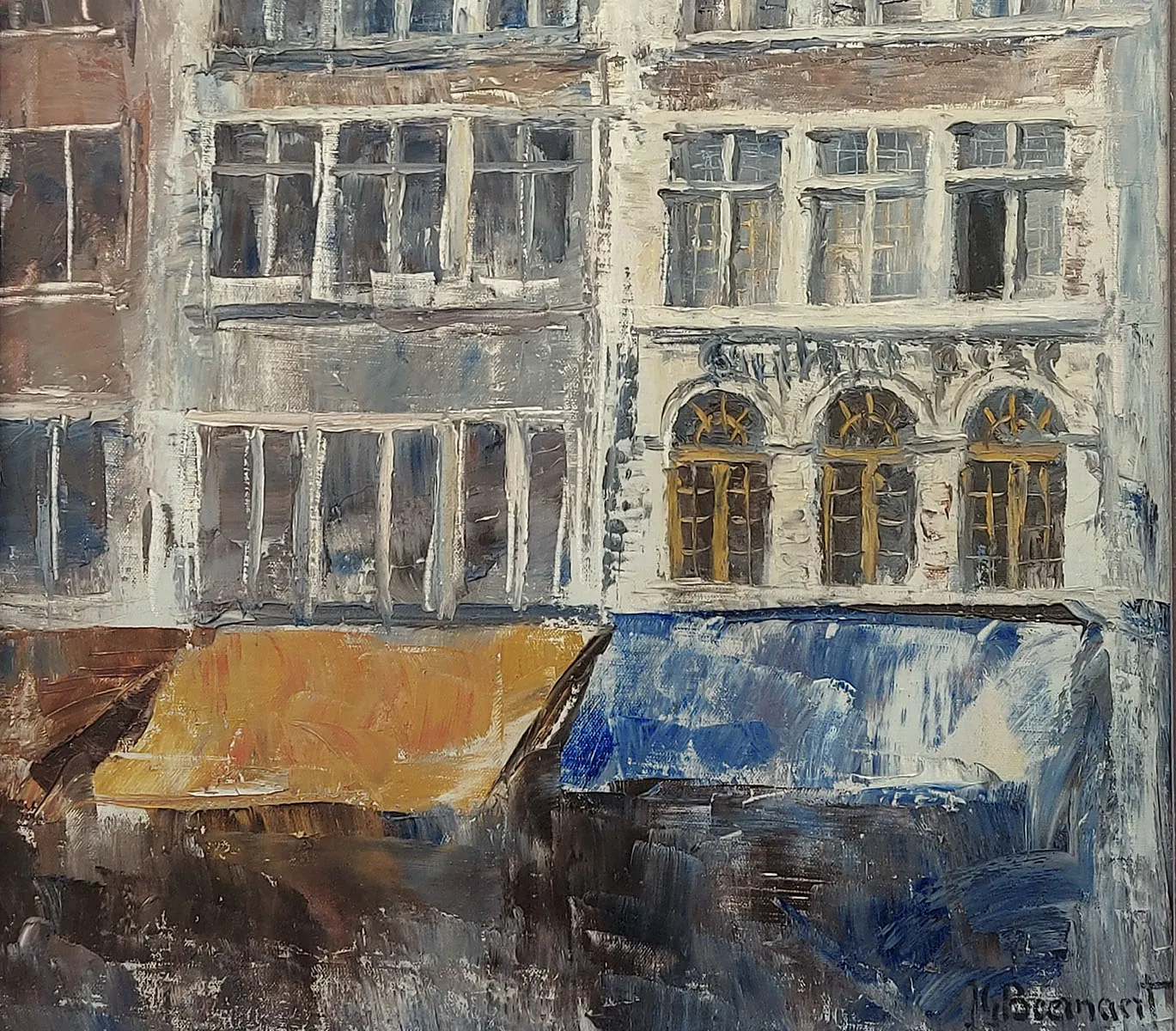 Schilderij, Antwerpse trapgevels van de kunstschilder J.G. Beernaert